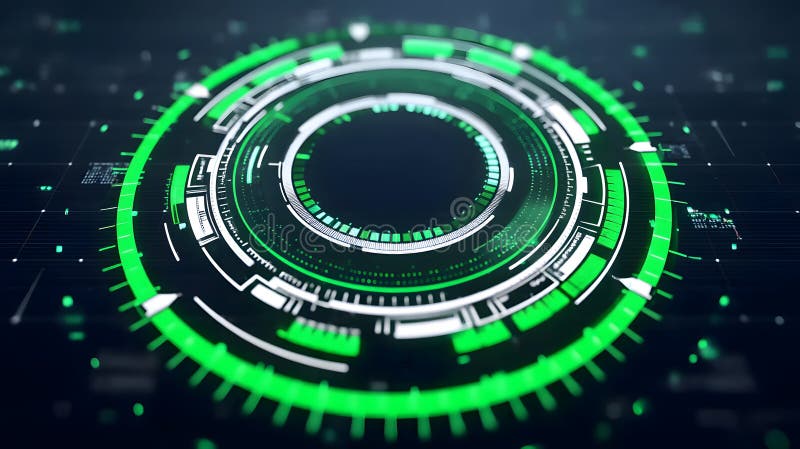 Futuristic Digital Circle Design with Glowing Green Elements ...