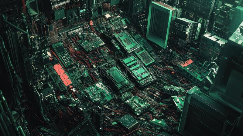 Futuristic Digital Circuit Board Components, Complex Network of ...