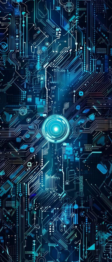 Futuristic Digital Circuit Board with Glowing Elements and Intricate ...