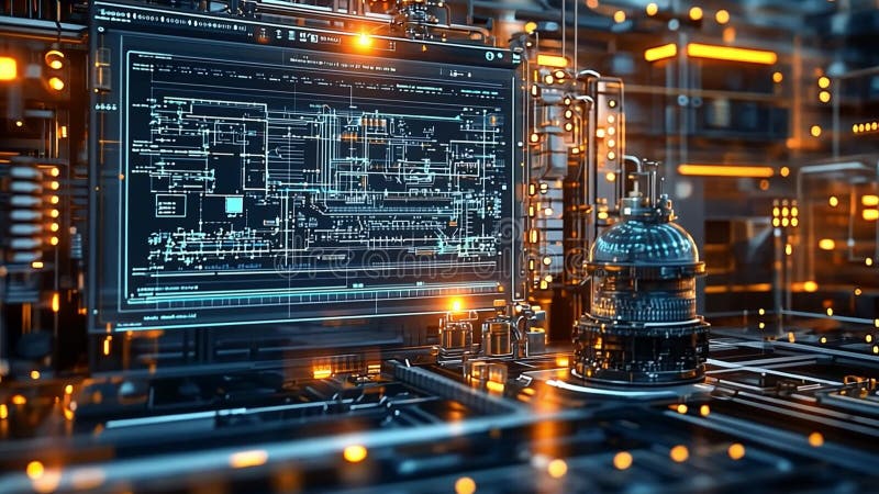 Futuristic Digital Circuit Board with Glowing Elements at a Technology ...