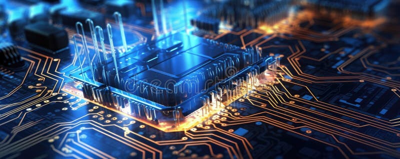 Futuristic Digital Circuit Board with Glowing Pathways and Intricate ...