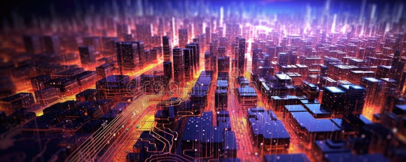 Futuristic Digital Circuit Board with Glowing Pathways and Intricate ...