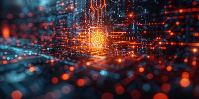 Futuristic Digital Circuit Board Glowing , Representing Advanced ...