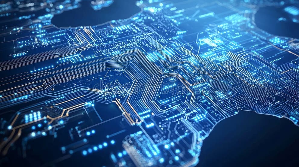 Futuristic Digital Circuit Board Map. Concept of Technology Integration ...