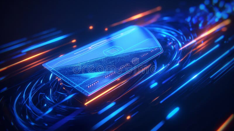 Futuristic Digital Circuit Board with Neon Lights Stock Image - Image ...