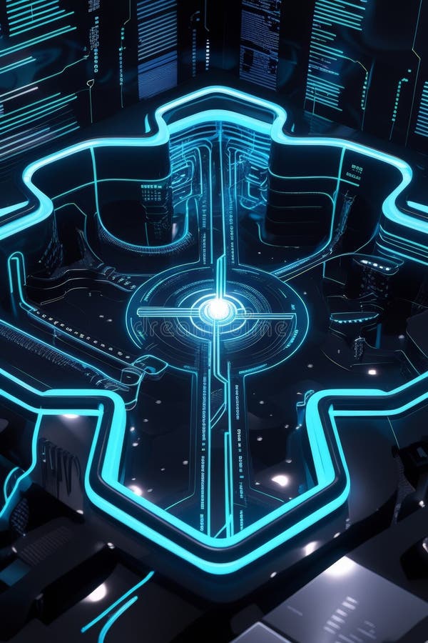 Futuristic Digital Circuit Maze with Glowing Blue Lines in Sci-fi Cyber ...