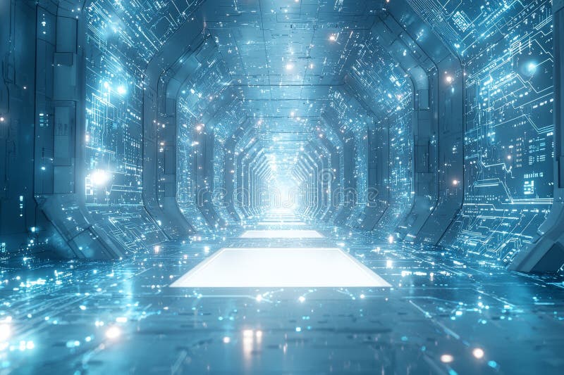 Futuristic Digital Circuit Network Overlay Effect Transparent ...