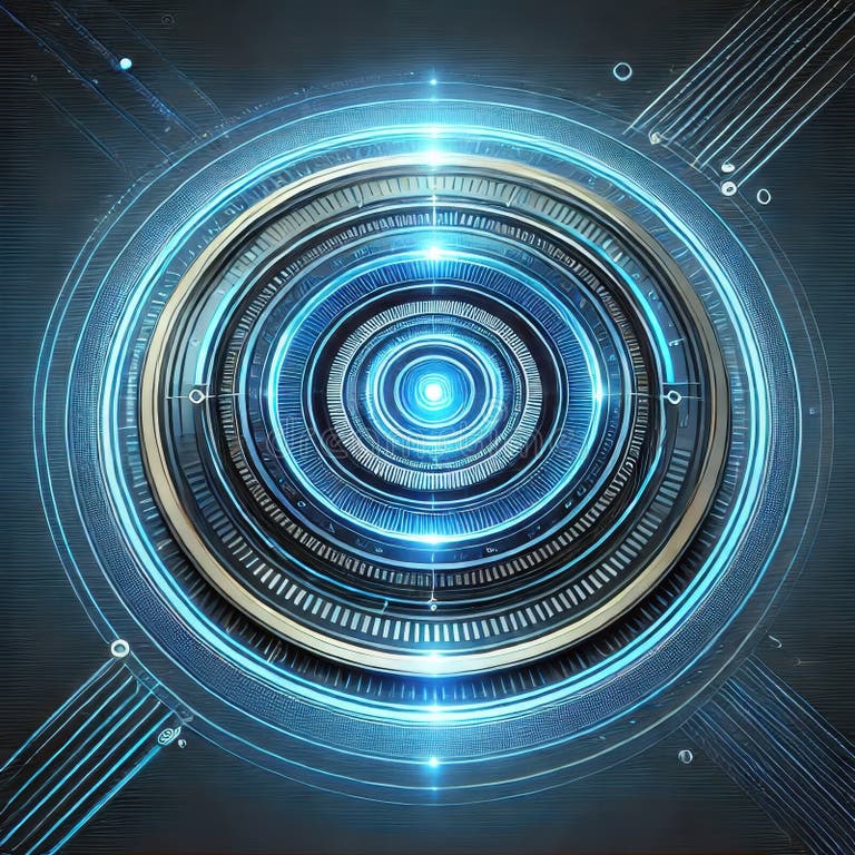 Futuristic Digital Circular Interface with Glowing Tech Elements Stock ...