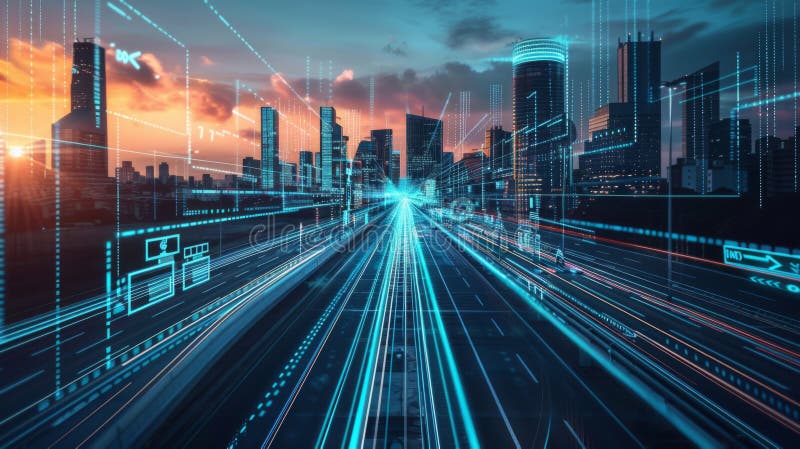 The Futuristic Digital City.AI Generated Image Stock Photo - Image of ...