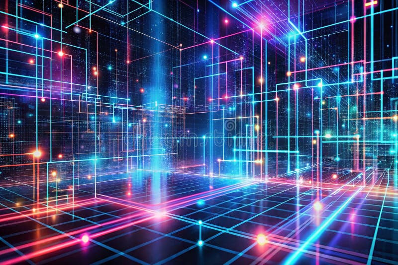 Futuristic Digital City Network Glow Stock Illustration - Illustration of design, data: 364515640