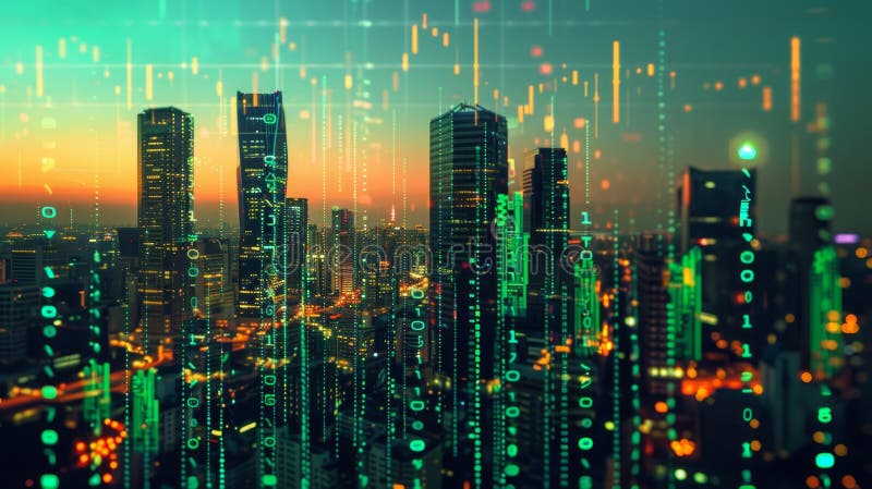 The Futuristic Digital Cityscape.AI Generated Image Stock Image - Image of code, fantasy: 380810687