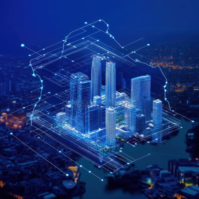 Futuristic Digital Cityscape Smart Urban Development and Network ...