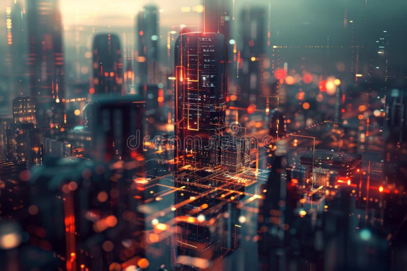 Futuristic Digital Cityscape Visualization Stock Illustration ...