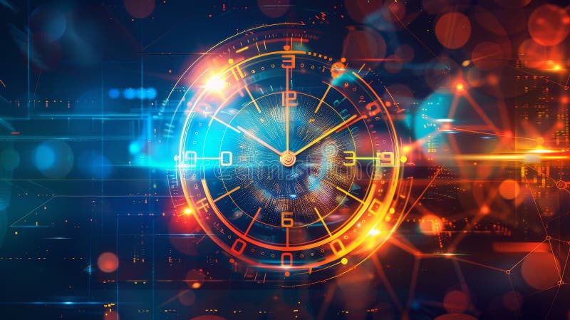 Futuristic Digital Clock with Abstract Technology Background a Visually ...
