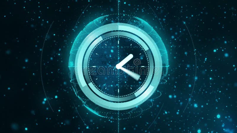 Futuristic Digital Clock Animation with Glowing Blue Lights and ...