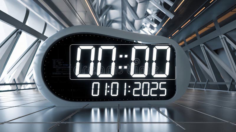 Futuristic Digital Clock Countdown 2025 Modern Interior Design AI ...
