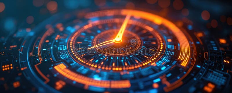 Futuristic Digital Clock Face Featuring Time Management Concept ...