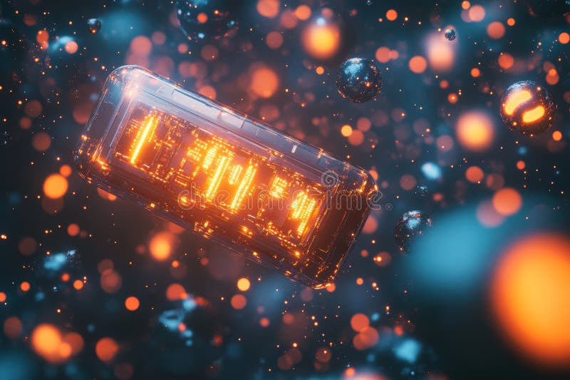 Futuristic Digital Clock with Glowing Elements in Space Environment ...