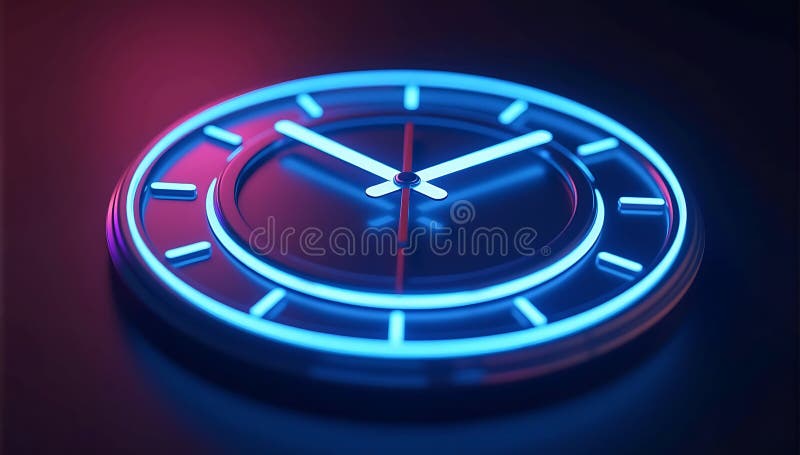 A Futuristic Digital Clock Light Effect, Glowing Blue and Purple ...