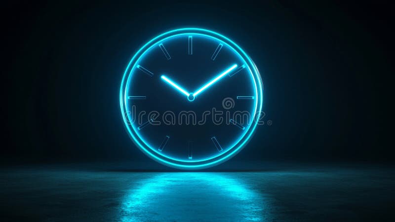 A Futuristic Digital Clock Light Effect with a Glowing Clock Silhouette ...