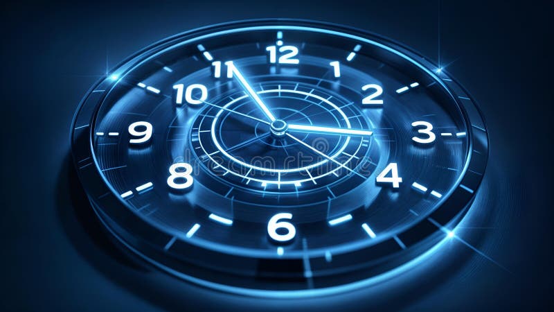 Futuristic Digital Clock with Neon Blue Design and Sci Fi Elements ...