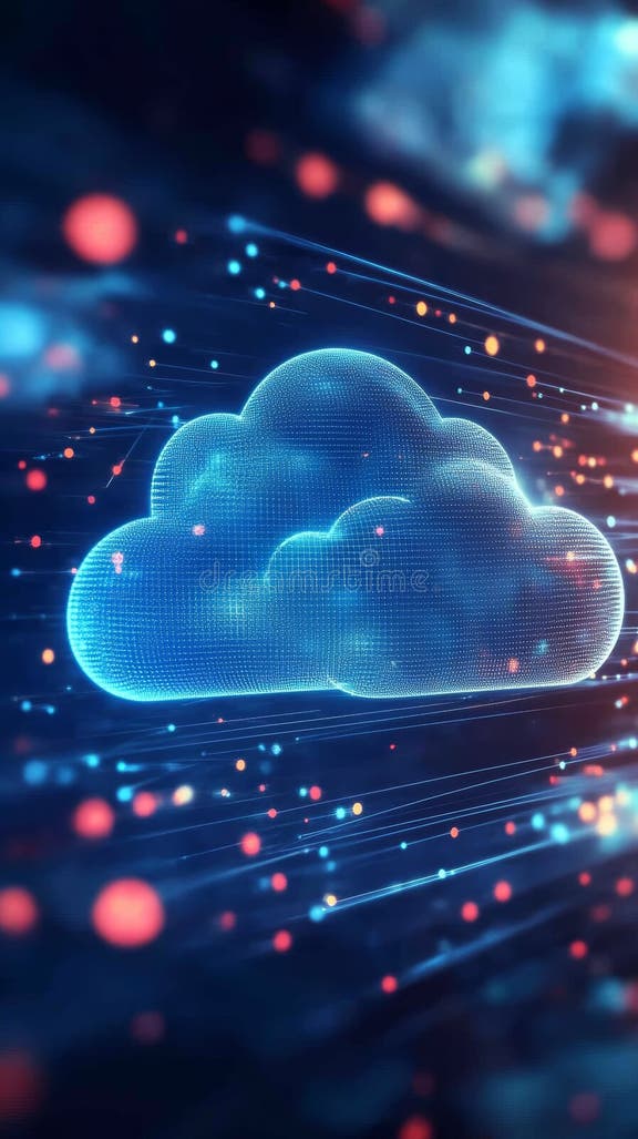 Futuristic Digital Cloud Computing Concept with Abstract Network and Data Visualization Stock ...