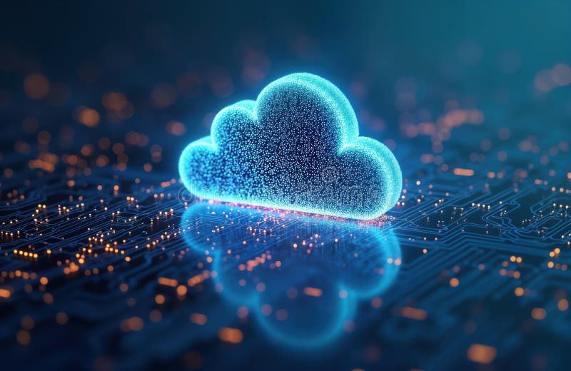 Futuristic Digital Cloud Computing Graphic. Abstract Illustration Shows ...