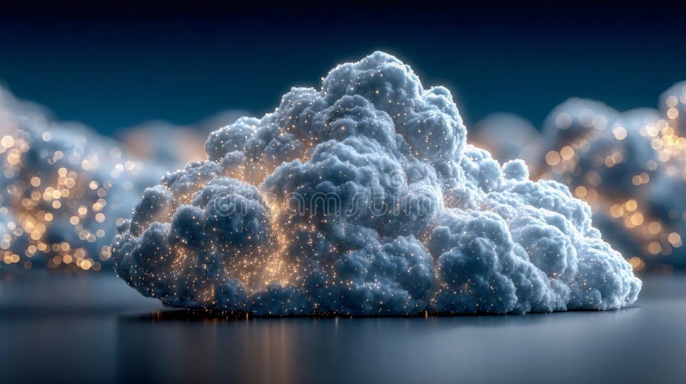 Futuristic Digital Cloud with Glowing Interconnected Nodes, Representing Cloud Computing, Data ...