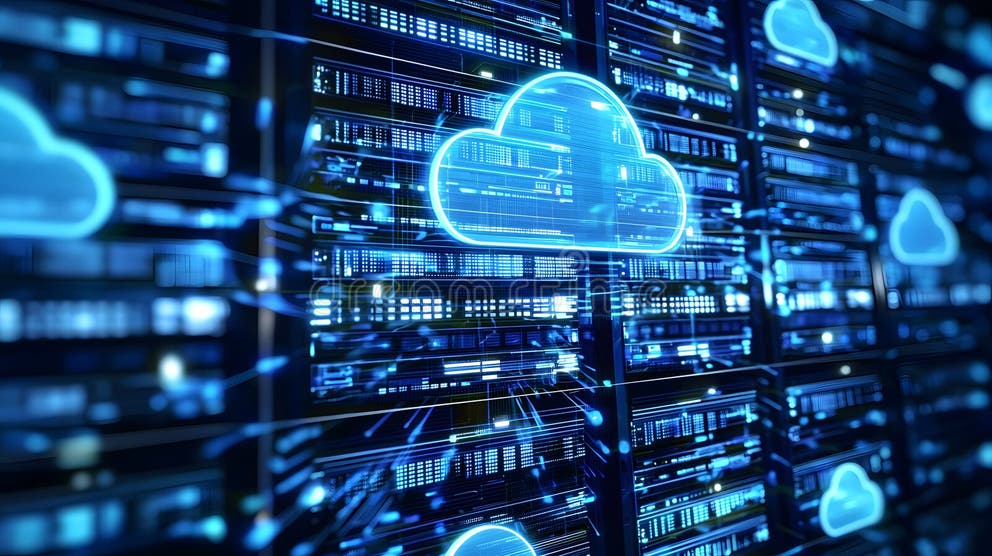 Futuristic Digital Cloud Storage Architecture. Stock Image - Image of ...