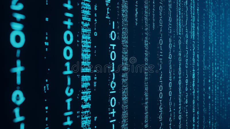 Futuristic Digital Code Lines Falling in a Cyber Space Environment Stock Photo - Image of ...