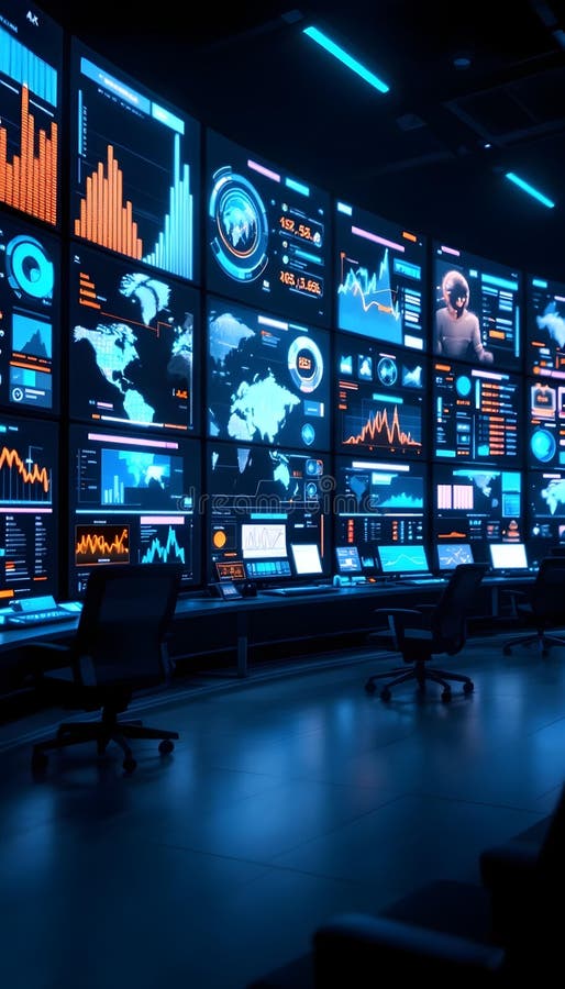 Futuristic Digital Command Center: Global Data Monitoring and Analysis ... Futuristic Digital Command Center: Global Data Monitoring and Analysis ...