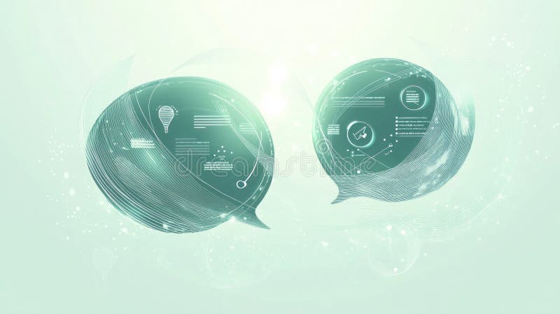 Futuristic Digital Communication Concept with Green Speech Bubbles and ...
