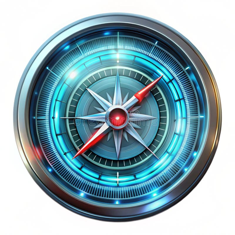 Futuristic Digital Compass with Glowing Indicators Stock Illustration ...