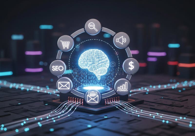 Futuristic Digital Concept Depicting Artificial Intelligence. a Glowing ...