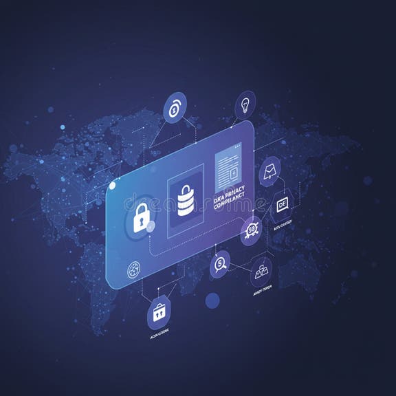 Futuristic Digital Concept Image Illustrating Data Privacy and Security Compliance. Stock ...