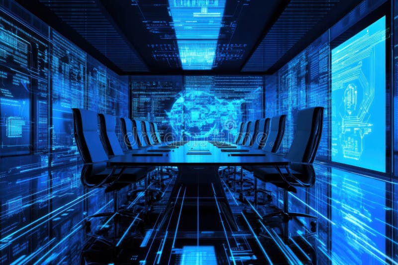 Futuristic Digital Conference Room Stock Photo - Image of data, corporate: 382330834
