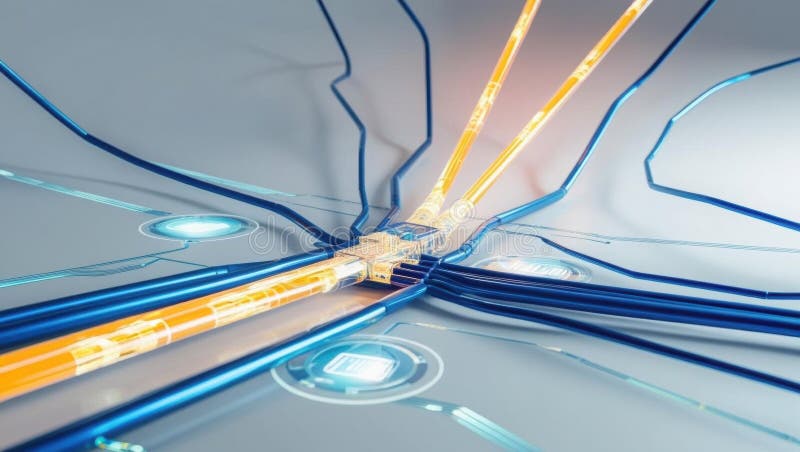 Futuristic Digital Connections with Glowing Fiber Optics and ...