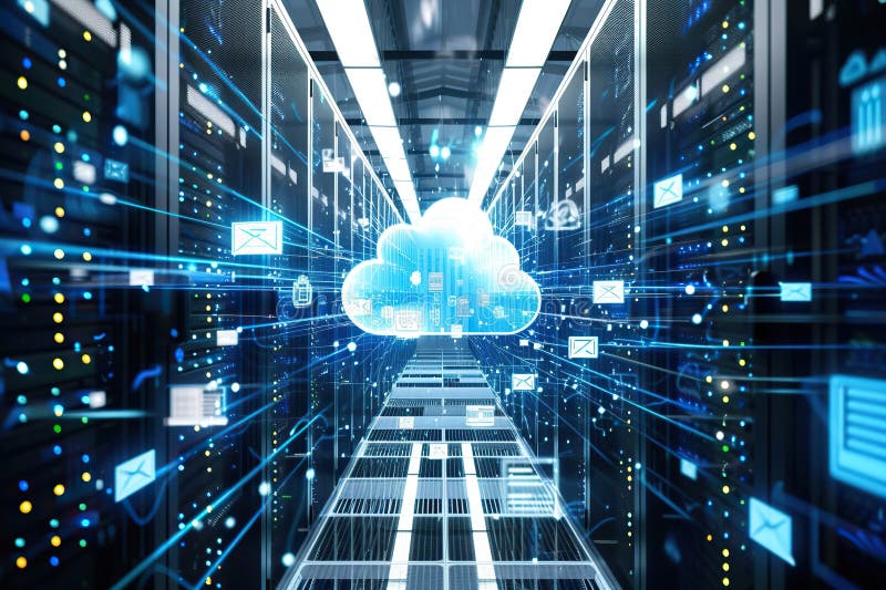 Futuristic Digital Connectivity: Cloud Servers and Data Transfer Hubs ...