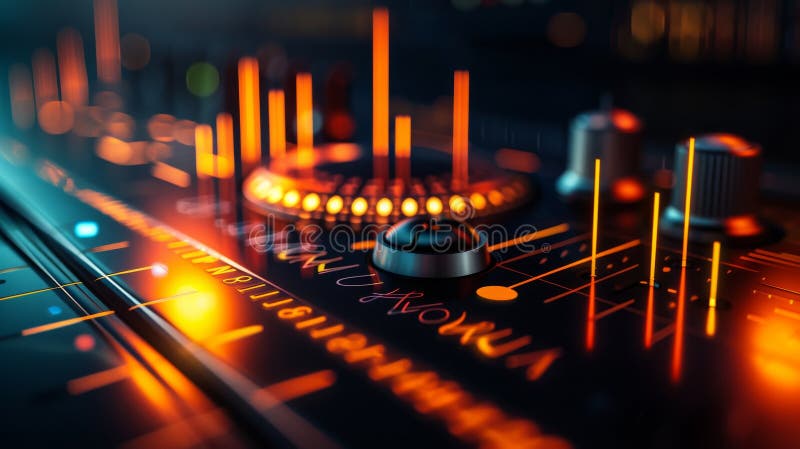 Futuristic Digital Control Panel with Glowing Orange and Blue Lights ...