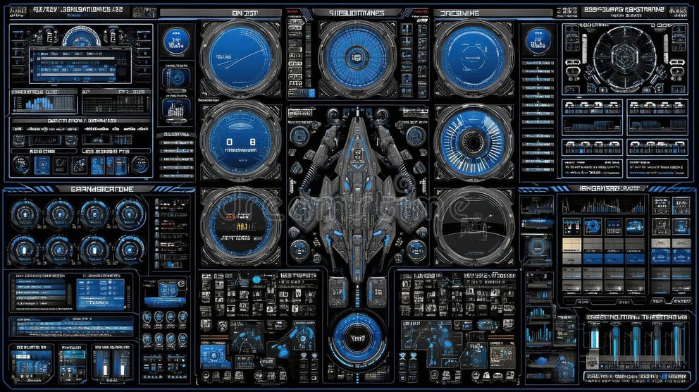 Futuristic Digital Control Panel Interface with Blue Elements and High ...