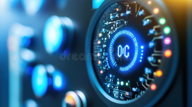 Futuristic Digital Control Panel Showing Zero Degrees Celsius ...