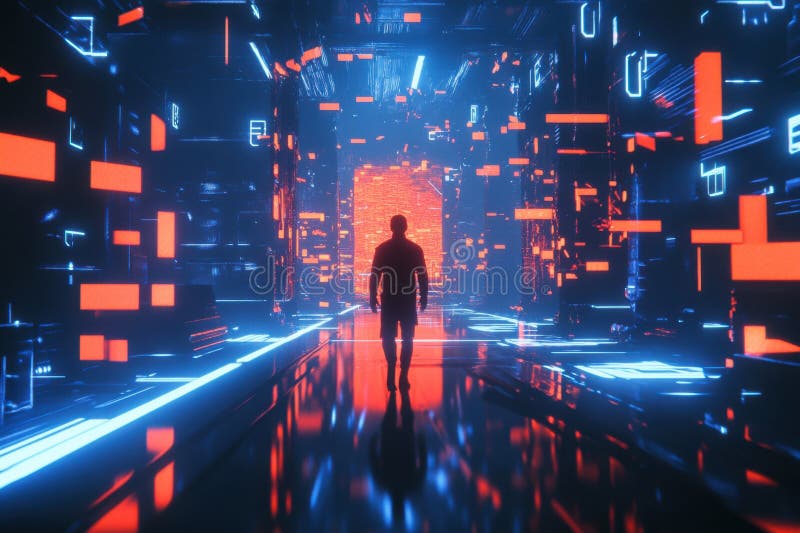 Futuristic Digital Corridor Stock Image - Image of dynamic, computer ...