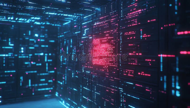 Futuristic Digital Corridor with Data Stream in Cyberspace, Technology ...