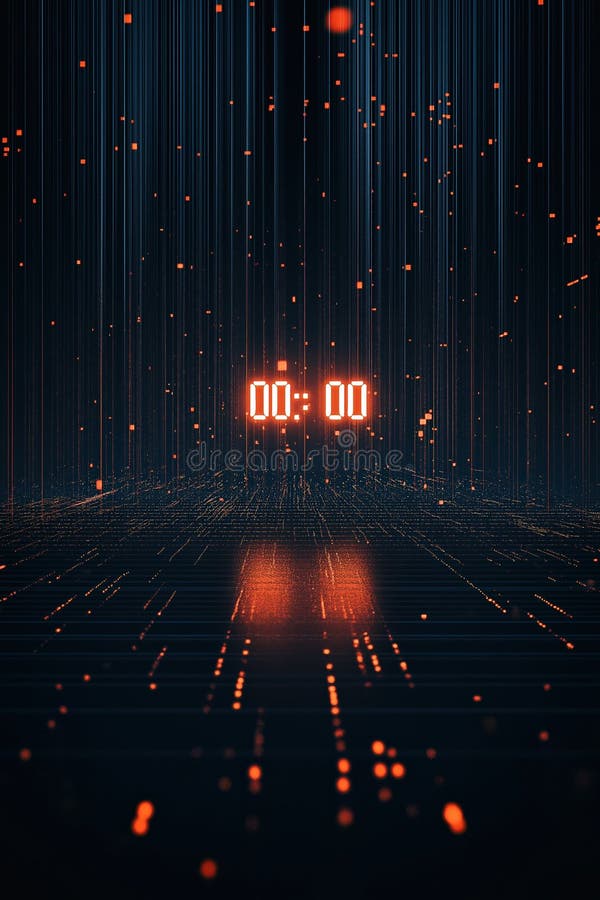 Futuristic Digital Countdown Display in a Vibrant Neon Environment with ...