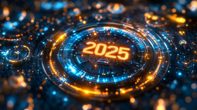 Futuristic Digital Countdown Displaying Two Thousand Twenty Five Stock ...