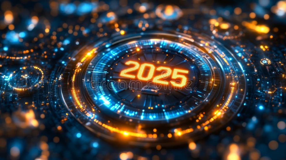 Futuristic Digital Countdown Displaying Two Thousand Twenty Five Stock ...