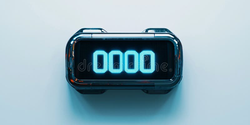 Futuristic Digital Counter Display Blue LED Numbers Zero Technology ...