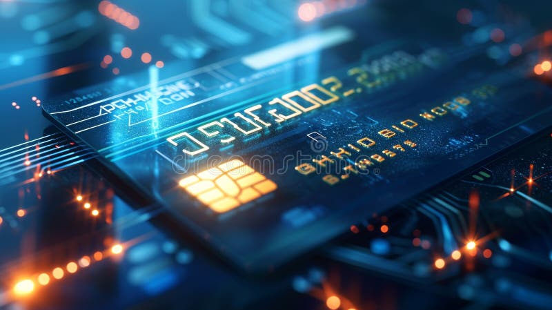 Futuristic Digital Credit Card Circuit Board Background Stock Photos ...