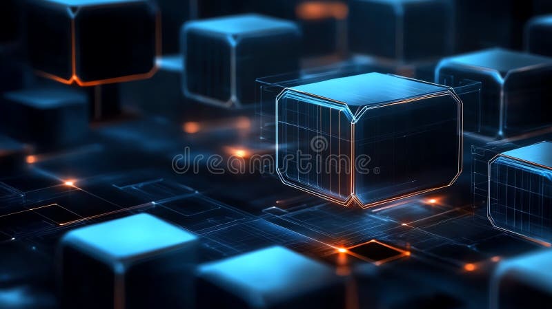 Futuristic Digital Cubes with Glowing Edges, Representing Data and ...
