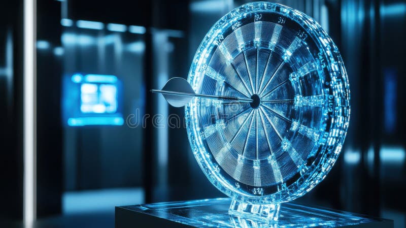Futuristic Digital Dartboard with Target in High-Tech Environment Stock ...